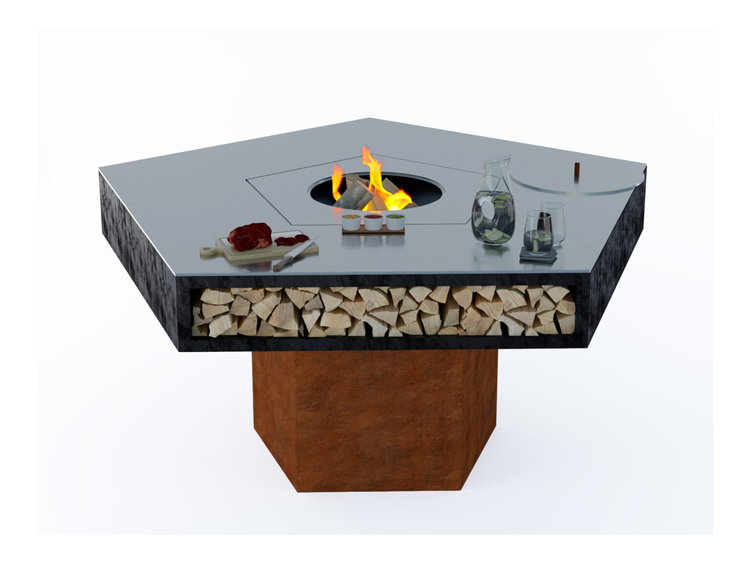 Brasero - version 1m avec pieds de la marque Kurudo